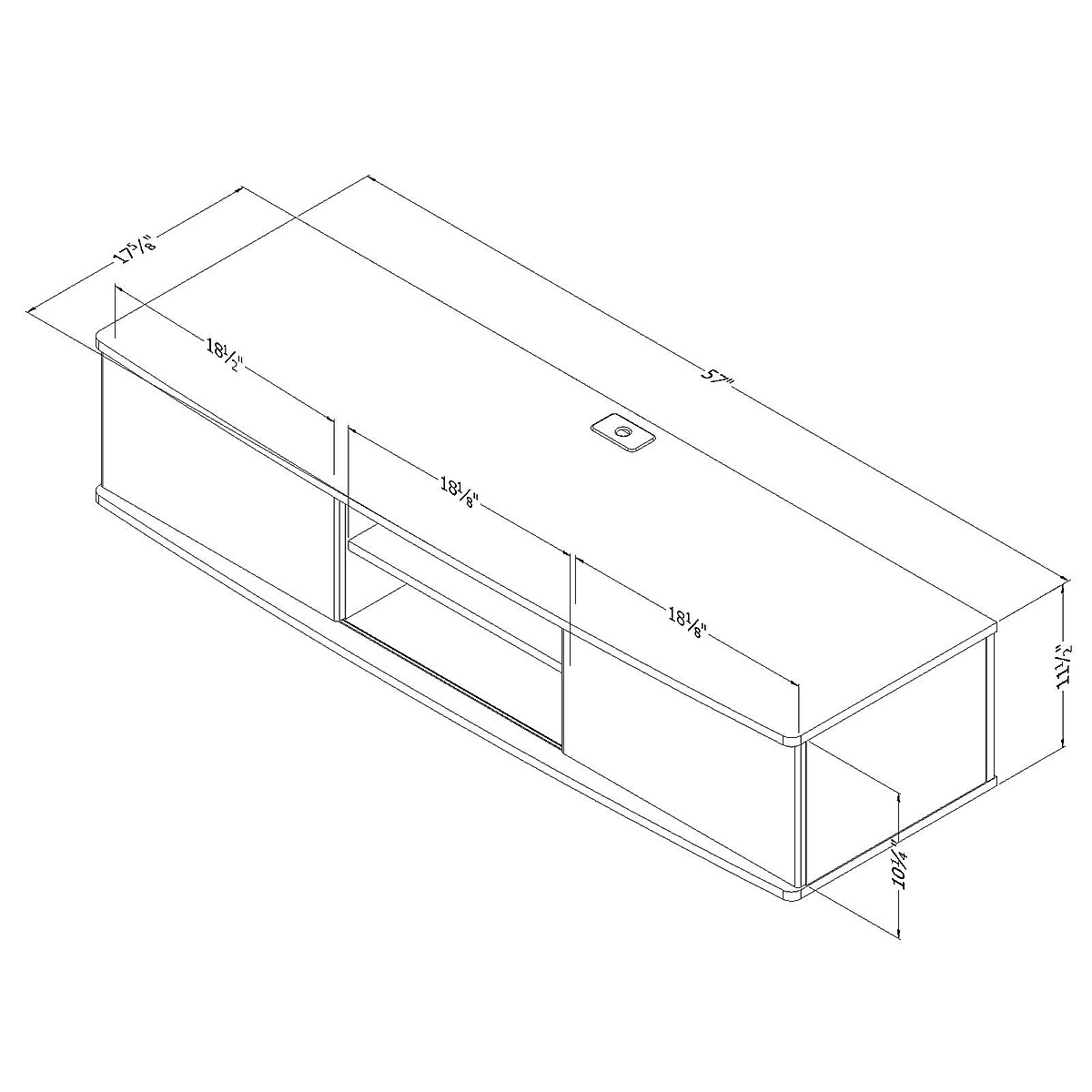 South Shore Floating Wall Mounted Media Console, Chocolate & Zebrano