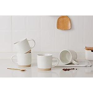 famiware Milkyway Coffee Mugs, 12 oz Coffee Mug Set for 4, Tea Cups with Handle for Coffee, Tea, Cocoa, Milk, White