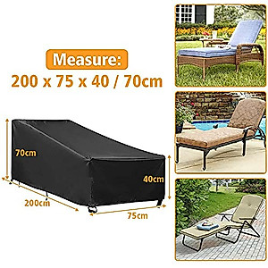 SHEUIMUIYA Waterproof Patio Lounge Chair Cover Heavy Duty Outdoor Chaise Chaise Lounge Covers Chair Covers Patio Furniture Covers Waterproof (L)