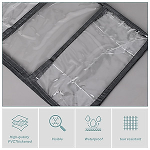 Fixwal 6-Shelf Over The Door Hanging Pantry Organizer Hanging Storage with Clear Plastic Pockets Behind The Door Storage Organizer with 3 Small PVC Pockets for Closet Bedroom Bathroom (Grey)