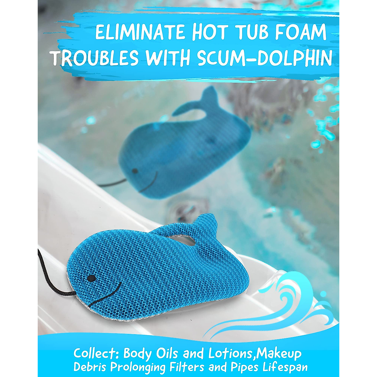 AOSYCO Hot Tub Scum Absorber, Reusable Oil Absorbing Sponge, Spa Defoamer Hot Tub Skimmer Accessories, Upgraded of Scum Bug Scumbug Scum Rays, S-C-U-M-R-A-Y Cleaner, 2Pack Cleaning Kit