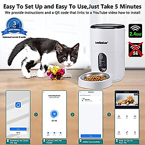 Automatic Dog Feeder HD 1080P Camera Cat Feeders 6L WiFi Smart Pet Feeder with APP Control Timer Settings Dispense Food Two Way Audio Recording Motion Detection Alerts