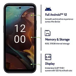Nokia XR21 5G | Android 12 | Unlocked Smartphone | Dual SIM | US Version | 6/128GB | 6.49-Inch Screen | 64MP Dual Camera | Midnight Black