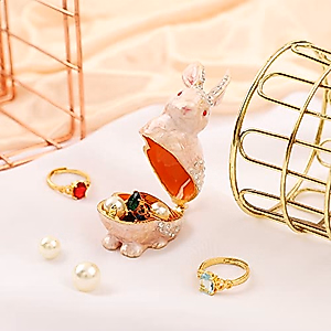 QIFU Cute Mini Pink Rabbit Style Enameled Trinket Box Hinged, Unique Gift for Family …