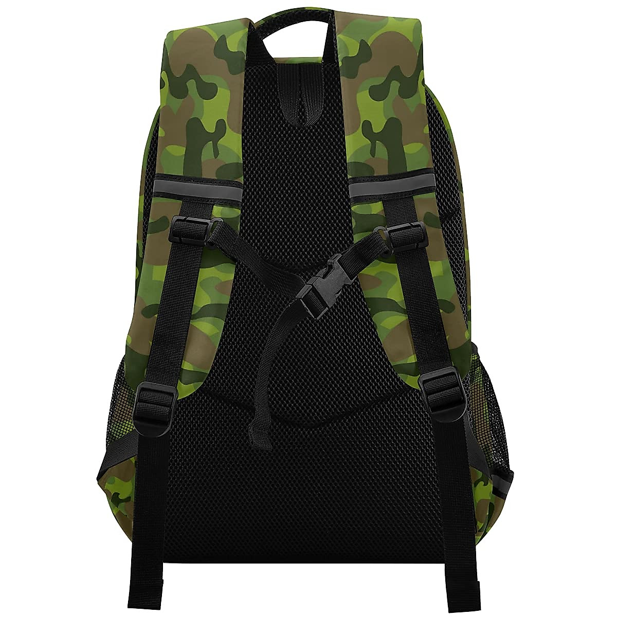 MNSRUU School Backpack with Chest Strap, Camouflage Green Laptop Backpack, Travel Hiking Backpack for Boys Girls, Rucksack, Knapsack