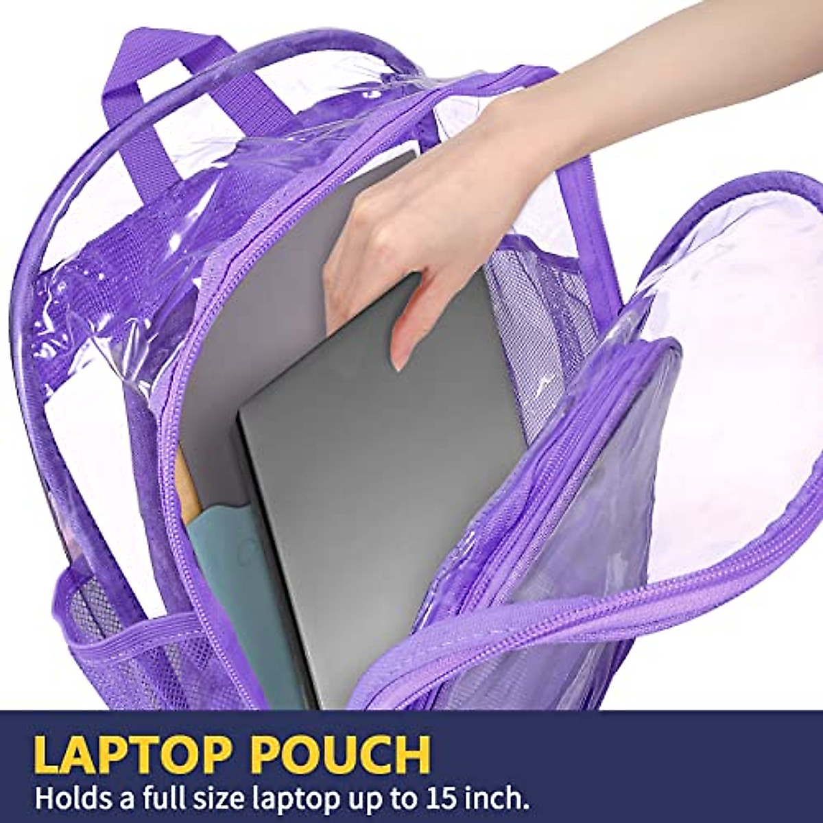 2BK Purple Heavy Duty Clear Backpacks,Large Transparent Backpacks See Through Backpacks for Kids,Adults,School,Stadium,Work,Security,Travel