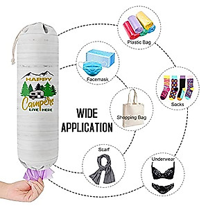 Happy Campers Live Here, Grocery Bags Holder Organizer For Shopping Bags, Wall Mount Plastic Bags Storage Container Dispensers, Gift For The Preferred Family And Friends