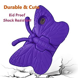Tading Kids Case for TCL Tab 8 LE Tablet 2023 Released, Cute Butterfly Kid Proof EVA Foam Protective Stand Cover for TCL Tab 8 LE (Model: 9137W)/ TCL Tab 8 WiFi (Model: 9132X) - Purple
