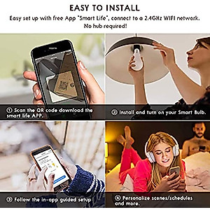 Minoston Smart Light Bulb, Alexa WiFi LED Light Bulb, A19 RGBCW Color Changing, 2700K-6500K Multi-White Dimmable, Works with Alexa and Google Assistant, 2.4GHz, 800LM, 9W, E26, No Hub Required(MB10TW)