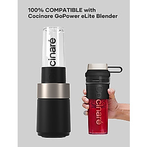 Cocinare 16oz Shaker Bottle, Perfect for Smoothies and Protein Shakes, Compatible Gopower eLite, Black