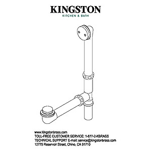 Kingston Brass DTT2168 Tip-Toe Bath Tub Drain and Overflow, Brushed Nickel 25.5 x 12.5 x 3.19