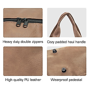 ROTOT Leather Travel Bag with Shoe Pouch, Carry-on Weekender Overnight Bag, Large Volume Gym Duffel Bag for Men and Women (Amaretto)