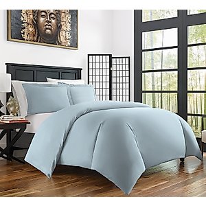 Zen Bamboo Ultra Soft 3-Piece Rayon Derived From Bamboo Duvet Cover Set - Hypoallergenic and Wrinkle Resistant - Full/Queen - Sky Blue