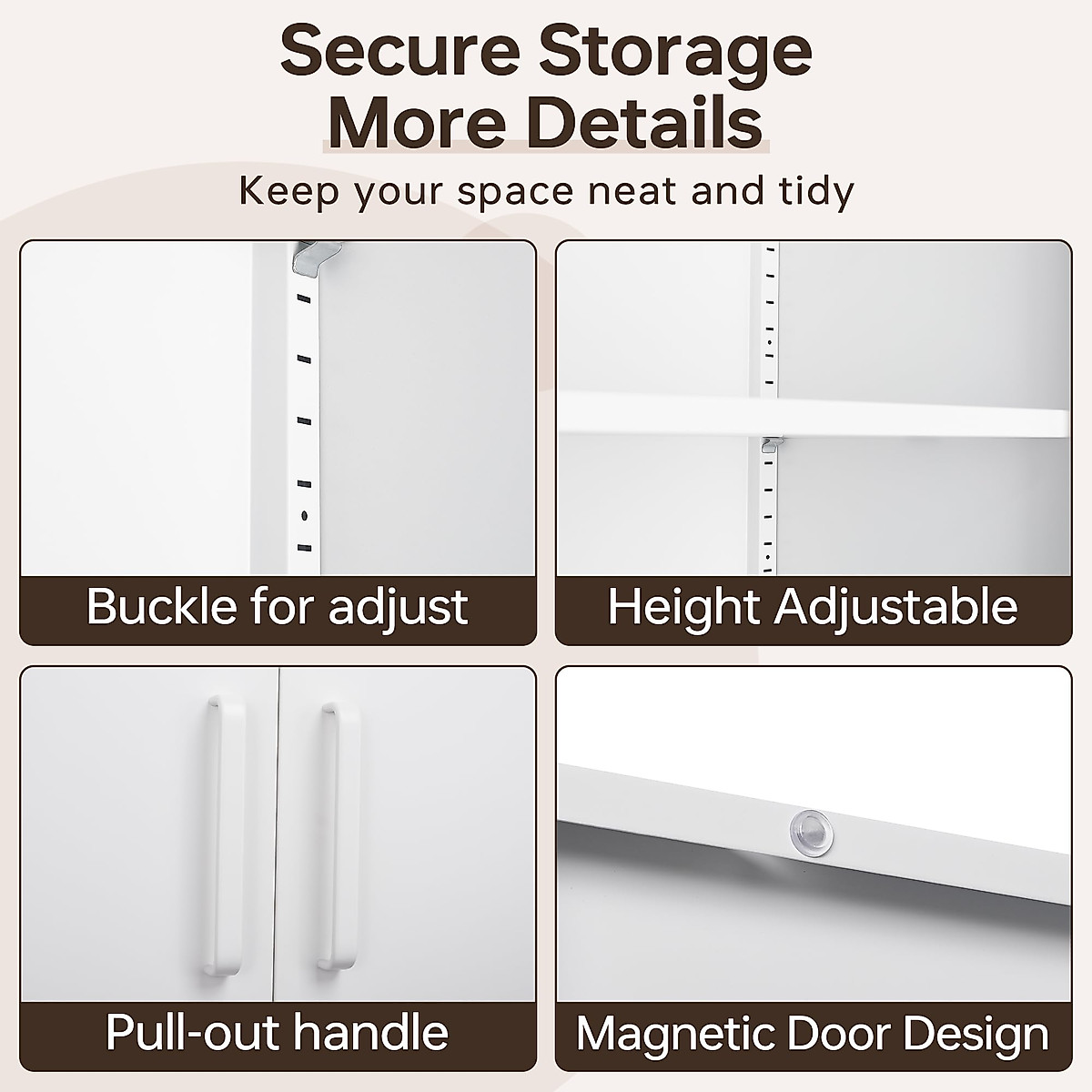 AFAIF Metal Storage Cabinet with Lock,71" White Garage Cabinet with 2 Doors and 5 Adjustable Shelves, Steel Locking Cabinets Tall Tool Storage Cabinet, Lockable File Cabinet for Home Office, Pantry
