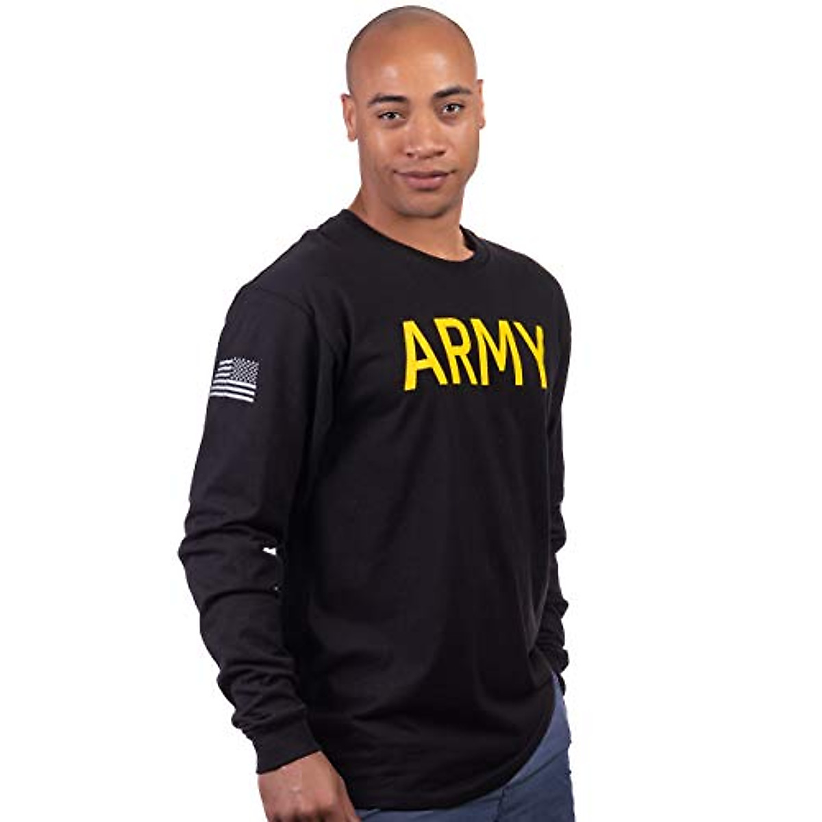 Army PT Style Shirt | U.S. Military Physical Training Workout Long Sleeve T-Shirt, Black-(LSBLK,XL)