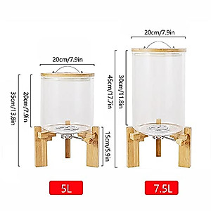 PIOJNYEN Glass Rice Dispenser with Stand, Glass Food Storge Container for Kitchen Pantry Organization, Flour and Cereal Container with Airtight Lid and Bamboo Stand, 7.5L…