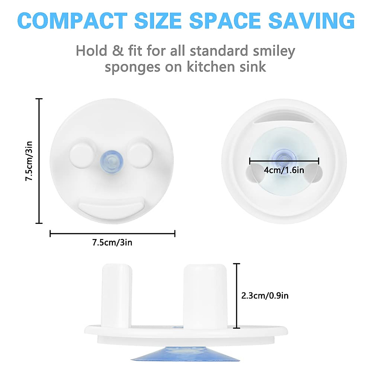 AUAUY Sponge Holder, 1 Pcs Kitchen Sponge Holder, Sponge Holder for Kitchen Bathroom Sink with Suction Cup Installation, Designed for Round Sponges, Dishwasher Safe(Sponges Not Included)