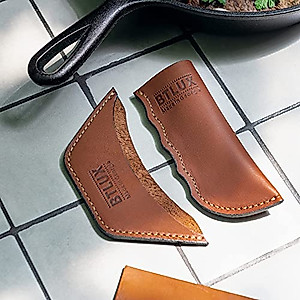 BTLUX Cast Iron Handle Cover, Set of 2 - Extra Thick Leather Heat Resistant Handle Holder for Cast Iron Skillets, Pans - 𝐌𝐚𝐝𝐞 𝐢𝐧 𝐆𝐞𝐨𝐫𝐠𝐢𝐚