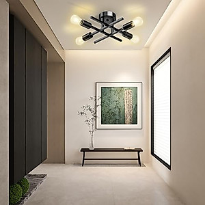 Mshamy - Modern Flush Mount Ceiling Light, Matte Black, 6 inch, E26 Base, 60 Watt Max, Ideal for Bedrooms, Dining Rooms, Entryways, Porches, Kitchens, Bathrooms