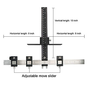 HODRME Cabinet Drawer Drilling Template Jig-Door Handles and Knobs Hardware Punch Locator for Easy Installation-Professional Measuring Woodworking Tool (Aluminum+Stainless Steel+ABS)