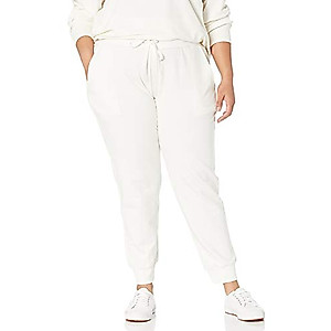 The Drop Women's Grace Supersoft Stretch Rib-Cuff Jogger, Ivory, M
