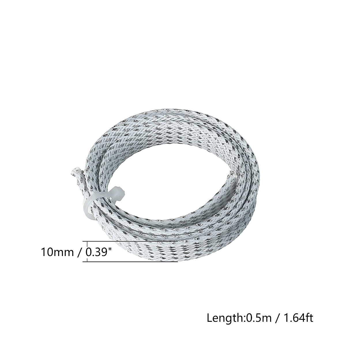 Aicosineg Cable Sleeve Braided Sleeving PET Wire Loom Tubing Cable 1.64ft-2/5inches Wrap Protector for HiFi Audio and Video Headphone Cable Protect Wires from Chewing of Pets Silver