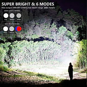 MIXILIN Rechargeable Spotlight, 1000,000 Lumens Handheld Hunting Flashlight Led Spot Light with Cob Light and Solar Panels, Lightweight and Super Bright Spotlight for Hunting Boating Camping