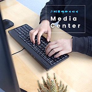 Perixx PERIBOARD-220H US, Wired Compact USB Keyboard with 2 Hubs - Build-in Numeric Keypad - Black - US English Layout, (11506)