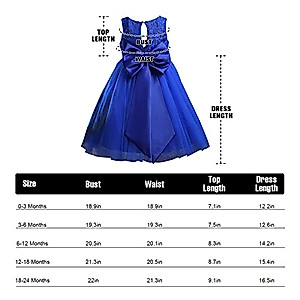 TENTIDE Baby Flower Girls Formal Dress Sapphire Blue Holiday Party Pageant Lace Sleeveless A-line Bow Tulle Dress (Blue-1, 6-12M)