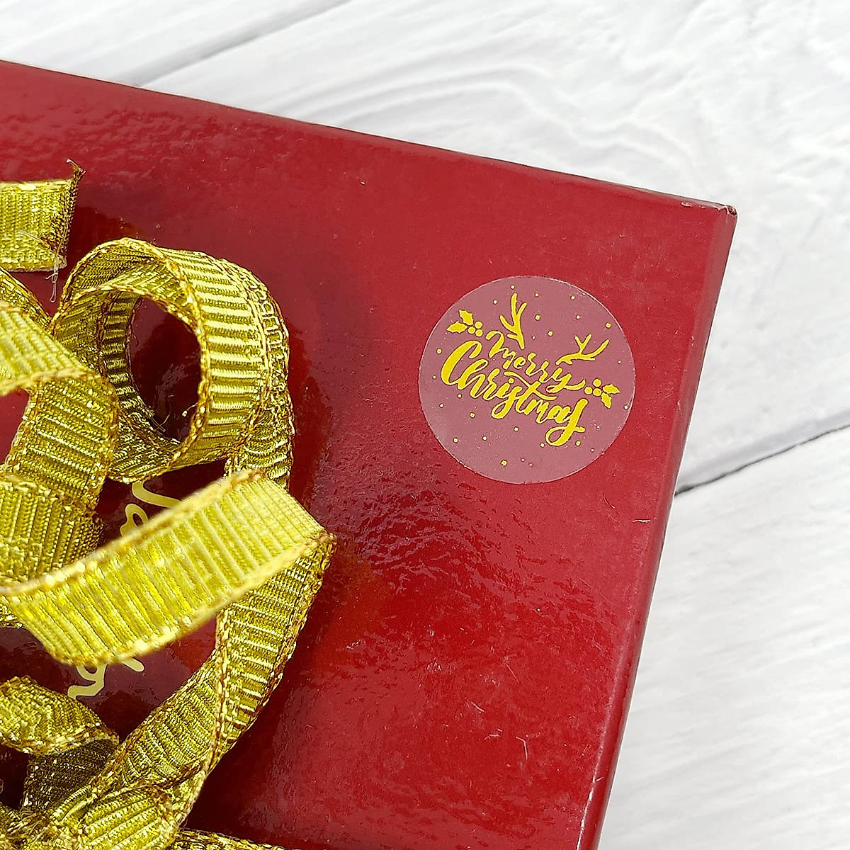 allydrew Christmas Stickers Label Roll, Holiday Stickers for Sealing Cards, Envelopes, Gift Boxes, Festive Party Favors (500 pcs), (Gold Foil) Merry Christmas