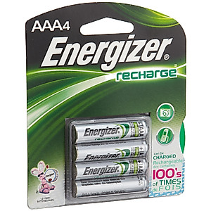 Energizer NiMH Rechargeable Batteries, AAA, 4 Batteries/Pack