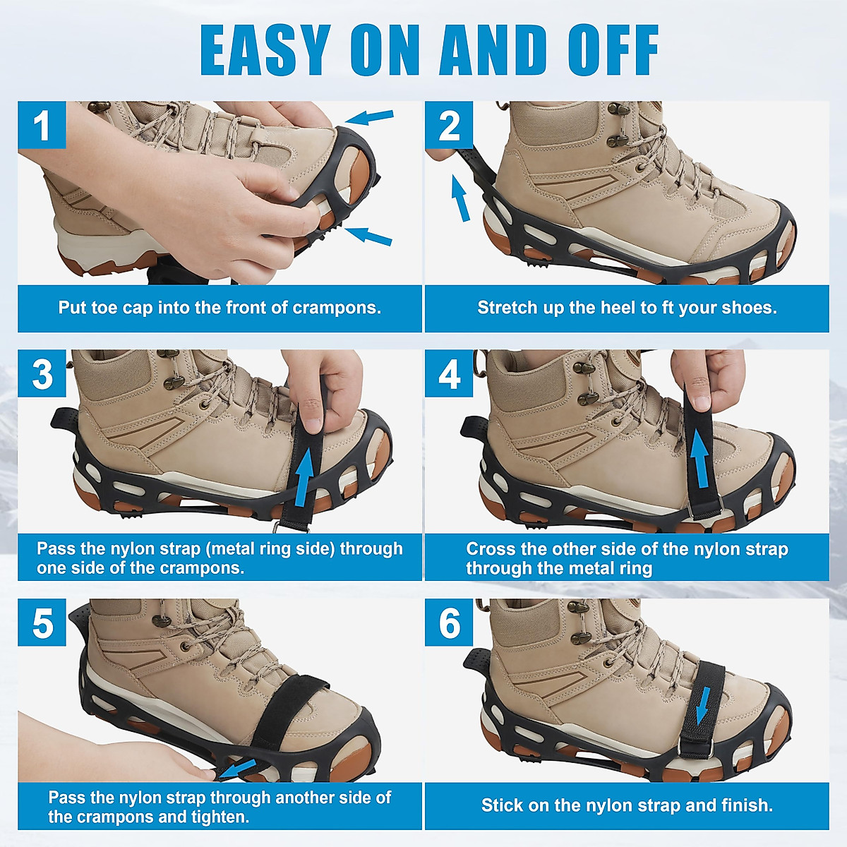 Ice Cleats for Shoes and Boots,Walk Traction Cleats Crampons for Walking on Snow and Ice Anti Slip Ice Shoes Grippers Snow Cleats for Men Women Winter Hiking Climbing