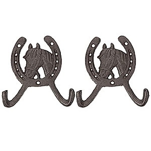 STOBOK Metal Hangers Vintage Home Decor 2Pcs 4.5 Horse Head Horseshoe Hooks Vintage Cast Iron Wall Hook Rack Double Key Coat Hooks Wall Hanger Wall Mounted Clothes Rack Hat Hangers Hat Hangers