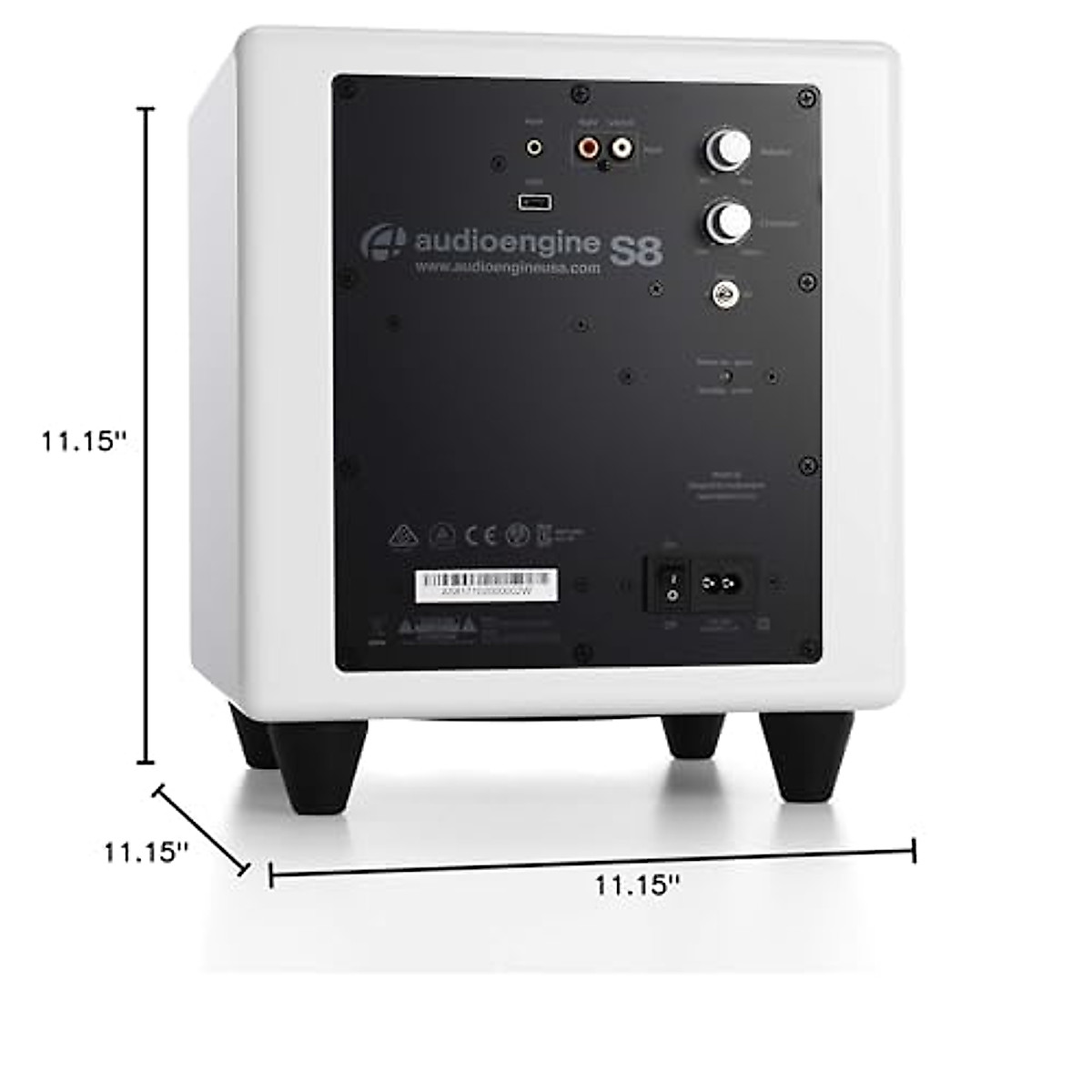 Audioengine S8 Powered Subwoofer Speaker - 250W 8-inch Home Woofer with Built-in Amplifier and Dual Audio Inputs for Home Audio