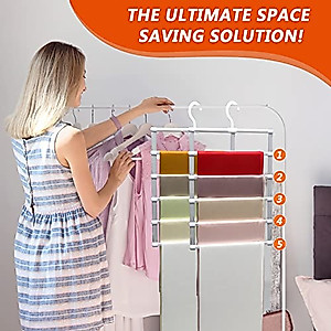 2 Pack Closet-Organizer-Pants-Hangers,Folding Non-Slip-Closet-Organizers-and-Storage,Al Alloy Magic Hangers Space Saving for Travel-Accessories Trousers Scarves Jeans,Home-College-Dorm-Room-Essentials