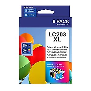 LC203 XL Compatible Ink Cartridge Replacement for Brother LC203 LC203XL LC201 LC201XL to use with MFC-J480DW MFC-J880DW MFC-J4420DW MFC-J680DW MFC-J885DW (6 Pack)