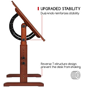 MEEDEN Wood Drafting Table,Artist Drawing Table with Height Adjustable & Tilting Large Surface Tabletop,Studio Painting Table,Art Craft Desk for Writing,Reading,Working Desk,Walnut Color