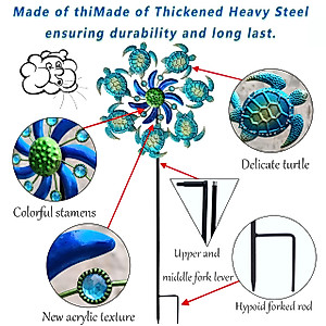 COOZZYHOUR 39" Sea Turtle Wind Spinners Garden Stake-Ocean Theme Outdoor Decorations- Metal Stake Yard Spinner-Wind Sculpture Yard Art Decorations for Patio,Swimming,Lawn & Garden Decor