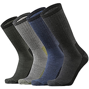 Ortis Merino Wool Cushion Crew Socks for Men Outdoor Hiking Hike Moisture Wicking Heavyweight Thick Warm Steel Toe Work Boots(Mixcolor L)