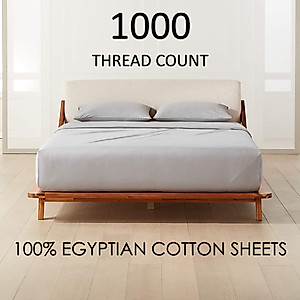 EXTRA 28" DEEP POCKET of the fitted sheet, Real 1000-Thread-Count, 100% Egyptian Cotton |Alaskan King Size, Light Grey Color| 4 PC Sheet Set, 1000TC Egypt Long Staple Cotton, Soft Silky Sateen Weave