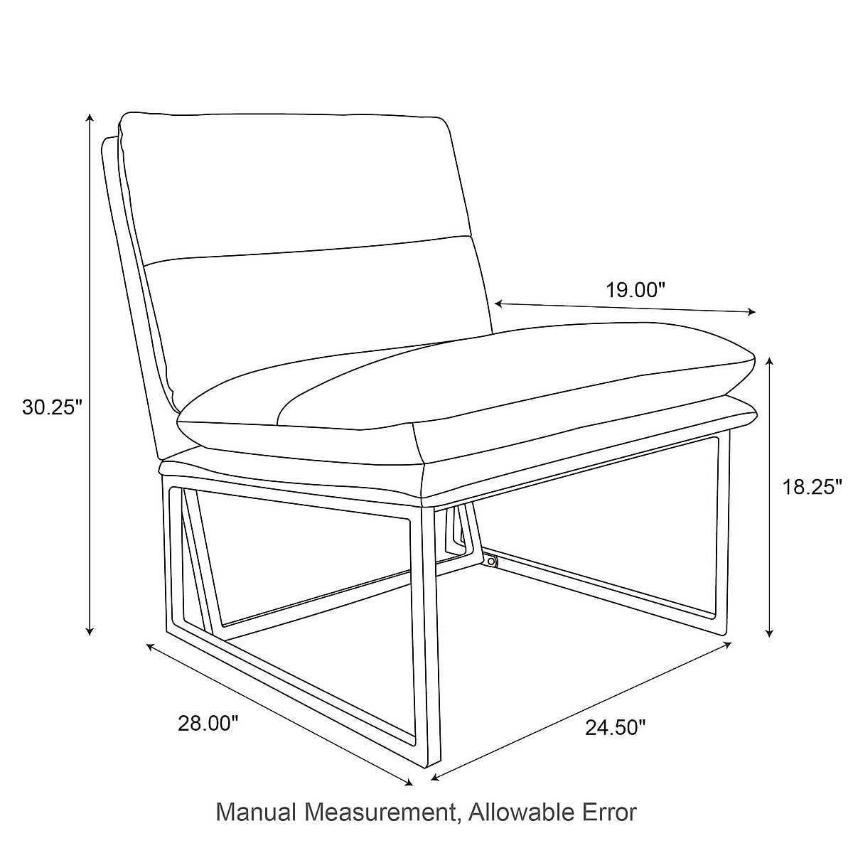 glitzhome Mid Century Modern Accent Chair, Coffee Thick Leatherette Chair with Metal Frame, Side Chair with Backrest, Upholstered Leisure Chair for Living Room, Bedroom, Office,1PC