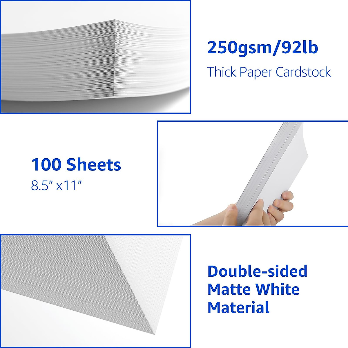 CREGEAR 100 Sheets White Cardstock 8.5 x 11 Thick Paper Cardstock Paper, 92lb/250gsm Card Stock Printer Paper, Thick Cardstock Cover Stock for Invitations, Printing, Invitations, Cards