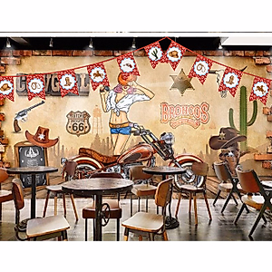 Cowboy Party Banner West Cowboy String Flags Western Party Decorations Fabric Bunting Banner for Indoor and Outdoor Hanging Decorations, Rodeo Theme Party Sign Western Birthday Party Burgee Bunting