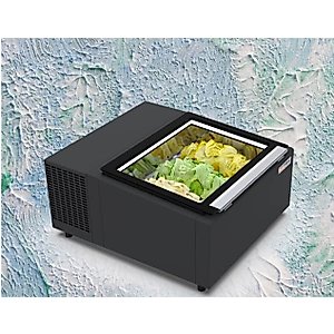 Vaseni Ice Cream Freezer Display Case, Glass Top Ice cream Showcase Countertop Gelato Display with 3 pcs 1/3 GN pan