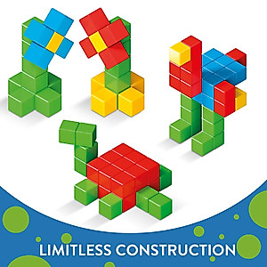 Geomag Premium Swiss-Made MagiCube 64-Piece Magnetic Stacking Cubes Building Set, Toddlers & Kids Ages 1-5, STEM Educational Toy, Creativity, Imagination, Early Learning Fun, Crystal Packaging