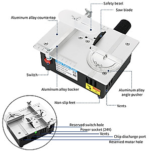 DEWIN Mini Table Saw for Crafts S3 Portable Precision Table Saw,96W mini Desktop Electric Saw 7 Speed Adjustable,DIY Model Crafts Cutting Tool for Wood Plastic Acrylic Cutting