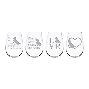 C M Dogs stemless wine glass (set of 4)