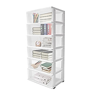 Gdrasuya10 Plastic Drawers Dresser with 6 Drawers, 19.7 x 13 x 43inches Plastic Tower Closet Organizer with Wheels Suitable for Apartments Condos And Dorm Room, (White)
