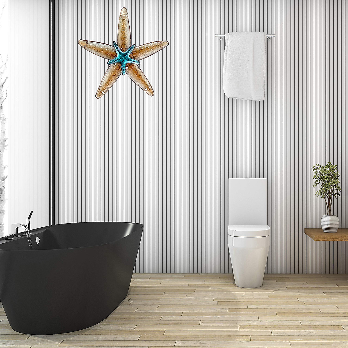 JOYBee Metal&Fused Glass Starfish Wall Art Decor,Sea Life Nautical Home Decor,Wall Art13.25inch*12.75inch, Decoration for Garden,Home,Patio,Kitchen,Bathroom, Coastal Decorations