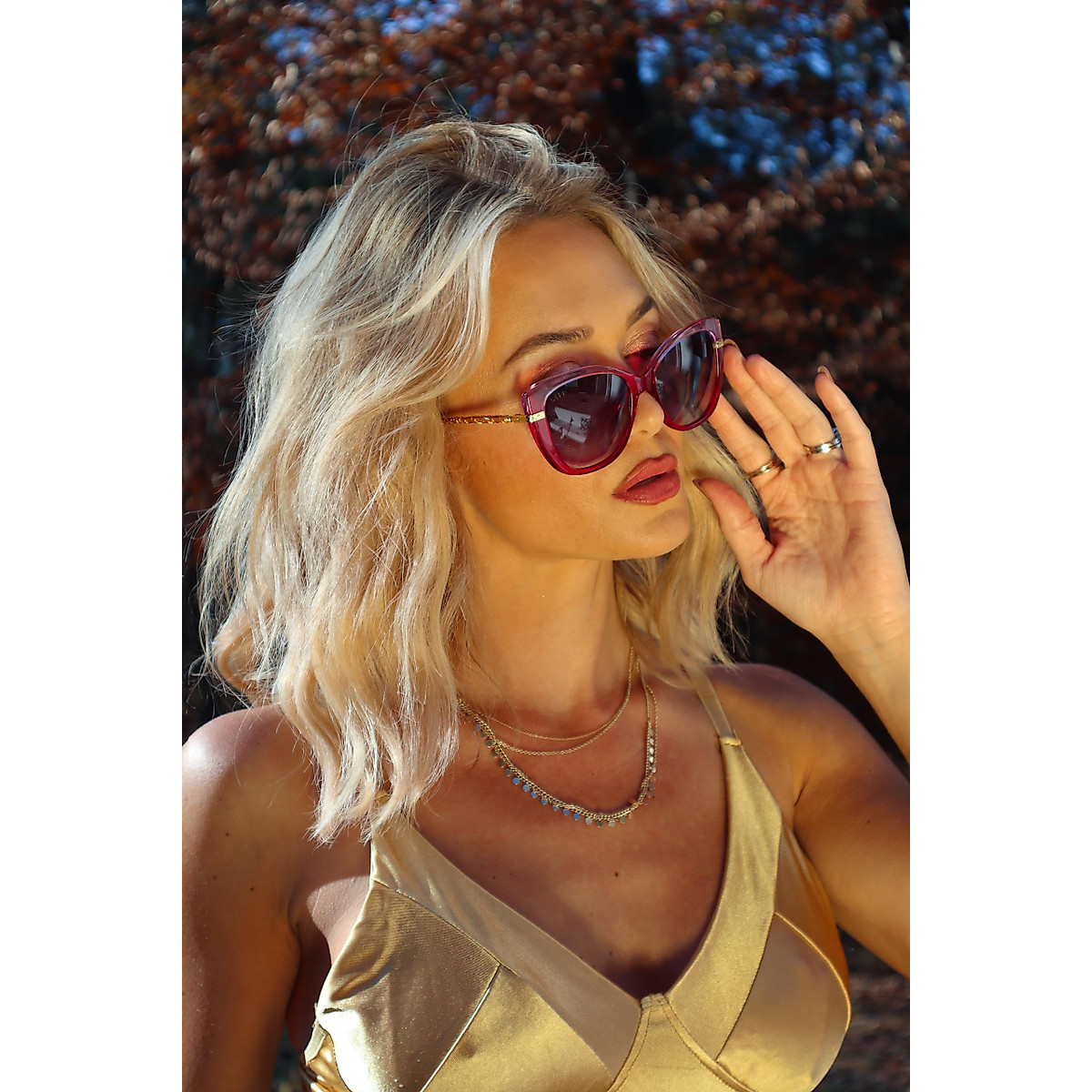 DIFF Harry Potter Hermione Granger 2.0 Square Sunglasses for Women UV400 Protection, Ombre Pink + Blue Bell Gradient